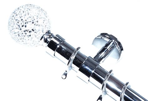 28mm Chrome Ceiling Pole Glider Rings Mosaic Ball Finials