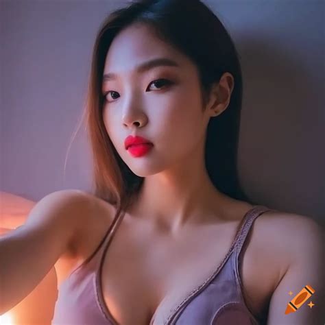 Cute Asian Girl Sitting On Bed In Sleepwear On Craiyon