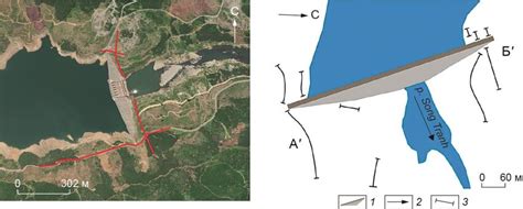 the arrangement of microseismic measurement profiles on the left and