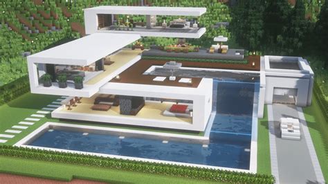 Minecraft Tutorial Modern House Gracium Modern City 31 Youtube