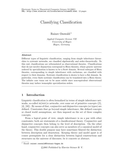 Pdf Classifying Classification