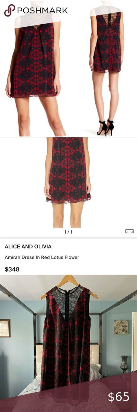 Alice Olivia Amirah Dress In Red Lotus Flower Dress Olivia Alice Olivia