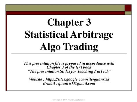 Chapter 3 Statistical Arbitrage Algo Trading