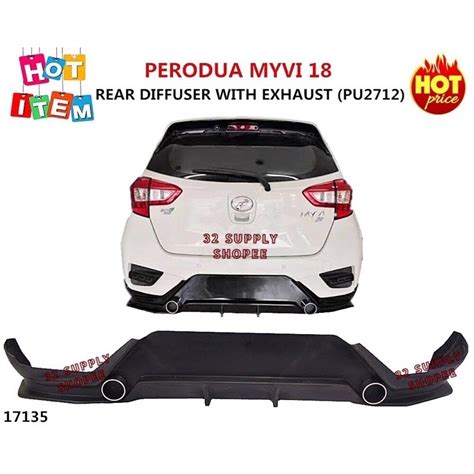 Myvi 2018 Rear Diffuser Lip Skirt Exhaust Tail Pipe Pu4241 Myvi