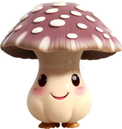 Cute Cartoon Kawaii Mushroom Icon Kawaii Mushroom Clipart Stock Image