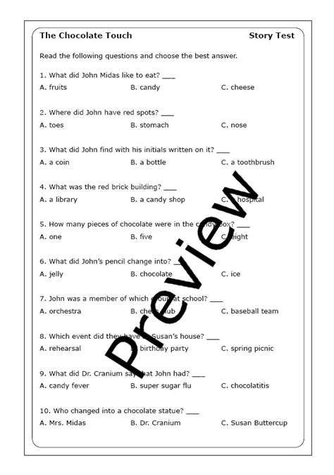 Patrick Skene Catling The Chocolate Touch Worksheets Made By Teachers