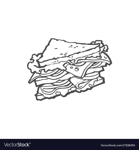 Sketch Sandwich With Vegetables Cheese Royalty Free Vector