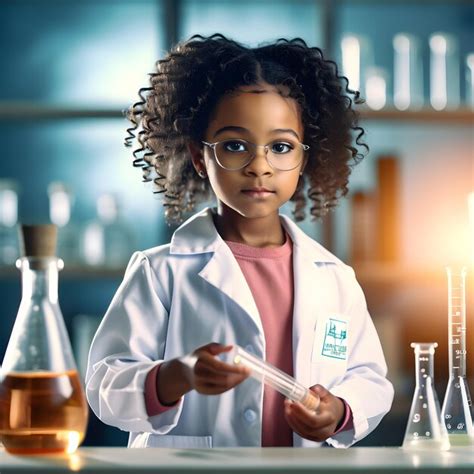 Premium Photo Black American Small Girl Dressed As A Science Teacher