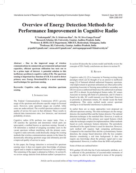 pdf overview of energy detection methods for performance improvement