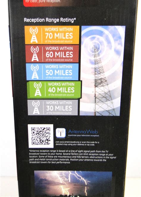 GE Tv Antenna FULL 1080p Amplified TV Mount Bar 40 MILES 37073 EBay