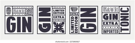 Set Template Square Label Gin Tonic Stock Vector Royalty Free