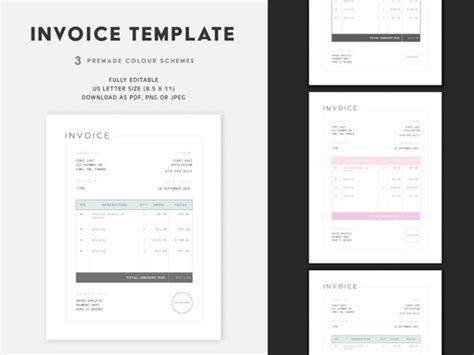 Invoice Template Printable Invoice Canva Template Business Etsy