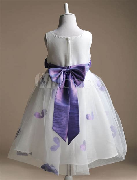 A Line Knee Length Ivory Polyester Girls Pageant Dresses