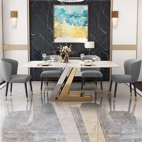 Modern Luxury Rectangular Dining Table Set 4 Seater 6 8 Dining Room