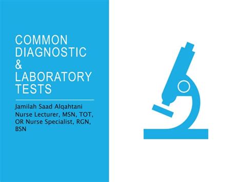 Common Diagnostic And Laboratory Tests Pptx