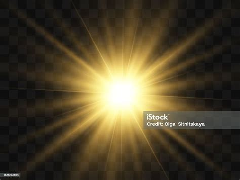 밝고 아름다운 별 투명한 배경에 대한 조명 효과의 그림입니다 Rays Of Sunshine Concert에 대한 스톡 벡터 아트