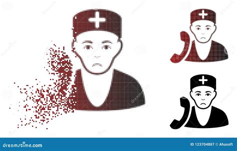 Dolor Broken Pixel Halftone Medical Receptionist Icon Stock Vector