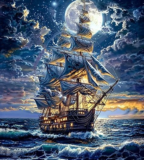 5d Diamond Painting Clouded Moon Sunset Kit Bonanza Marketplace