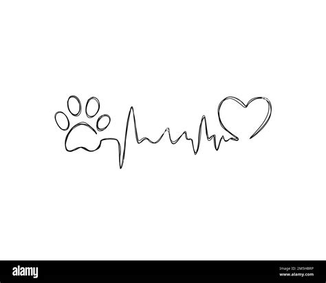 illustration line art soin des animaux empreinte de chien Idée de tatouage de patte de chien