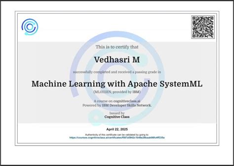 Machinelearning Apachesystemml Ibm Cognitiveclass Datascience… Vedhasri Manoharan