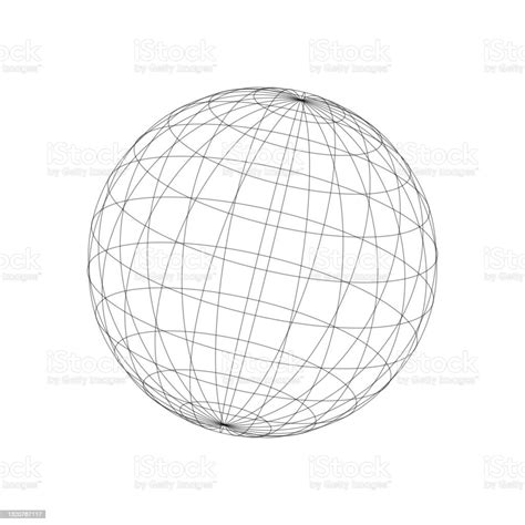 벡터 와이어프레임 구입니다 자오선과 평행선 또는 위도와 경도와 3d 지구 지구 모델 와이어 프레임 모델에 대한 스톡 벡터 아트