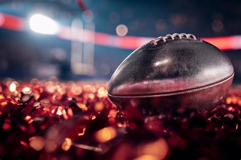 Premium Photo Super Bowl Nightfall A Glistening Football Lies Amidst