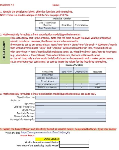 [solved] problems 7 2 name 1 identify the decision variables