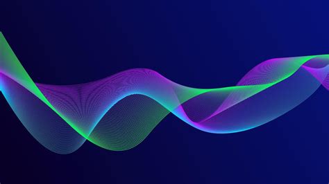 Abstract Glowing Wave Lines On Dark Blue Background Dynamic Wave