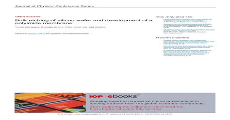 Pdf Bulk Etching Of Silicon Wafer And Development Of A Polyimide Dokumen Tips