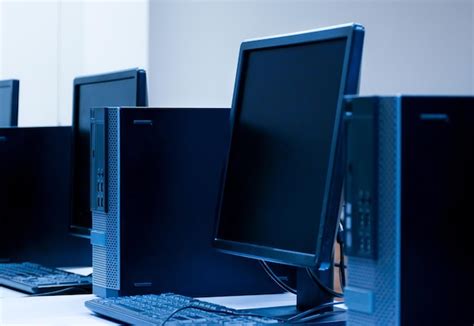 premium photo computer and monitor row in computer class