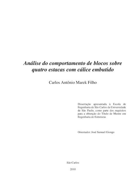 PDF Análise do comportamento de blocos sobre quatro estacas