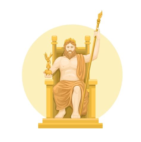 Premium Vector Gods Sitting On The Throne Zeus At Olympia Statue