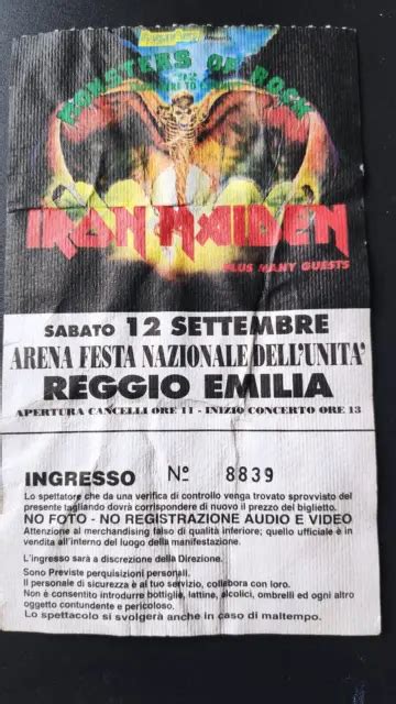 BIGLIETTO CONCERTO IRON Maiden Monsters Of Rock Original Vintage EUR PicClick FR