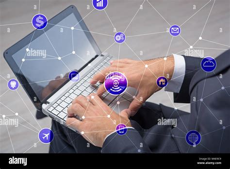 Internet Of Things Concept With Businessman Stock Photo Alamy