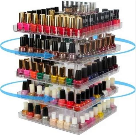 Acrylic Table Top 5 TIER CLEAR NAIL POLISH 360 ROTATING DISPLAY RACK