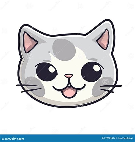 Sonrisa Gatito Pegatina De Cara En El Logotipo Aislado De Fondo
