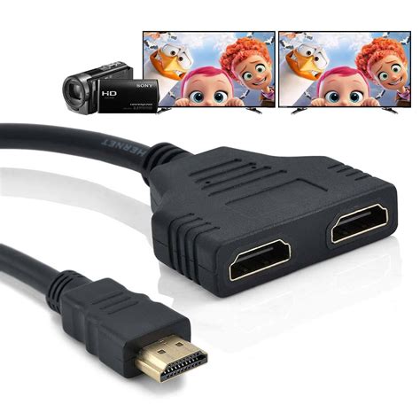 Hdmi Male To 2 Hdmi Female 1 In 2 Out Splitter Cable Better Signal