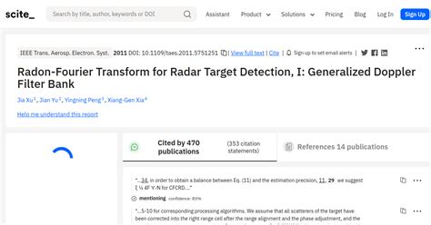 [citation report] radon fourier transform for radar target detection i