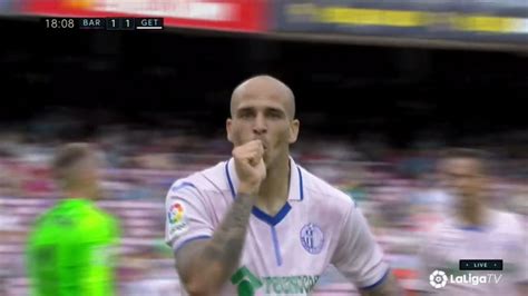 Watch Sandro Ramirez Equalises For Getafe Against Barcelona After One Two With Carles Alena