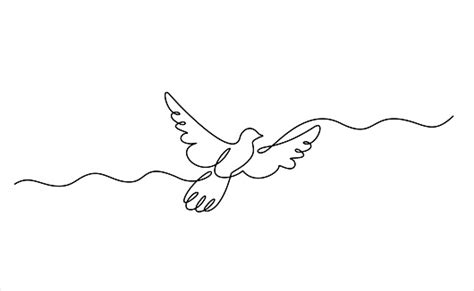 날아다니는 비둘기 또는 고브의 연속적인 한 선 그리기 심플한 선형 스타일의 평화와 자유의 상징 새 로고 카드 배너 포스터에 대한 개념 비둘기에 대한 스톡 벡터 아트 및 기타