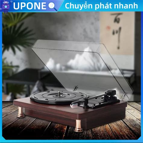 Nóng Bán Máy nghe nhạc đĩa than Máy đĩa nghe nhạc Loa âm thanh nổi xoay cổ điển với nắp