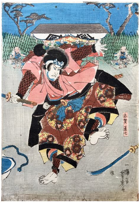 Warrior In Battle Scene Utagawa Kuniyoshi Woodblock Prints World