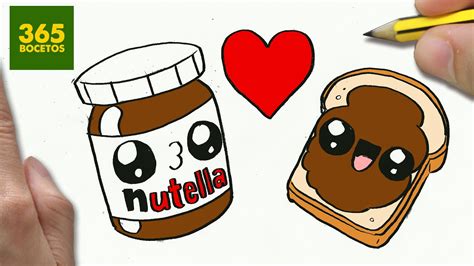 COMO DIBUJAR NUTELLA Y PAN ENAMORADOS KAWAII PASO A PASO Dibujos