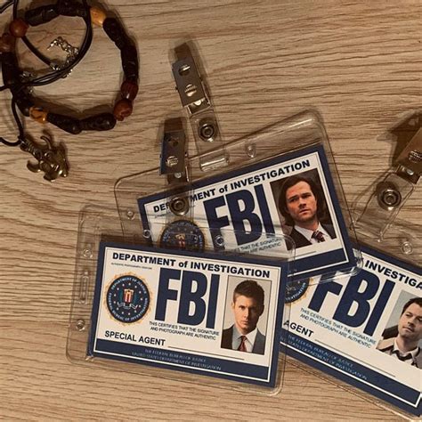 Set Of 3 Supernatural Id Badge Supernatural Fbi Id Card Castiel Sam
