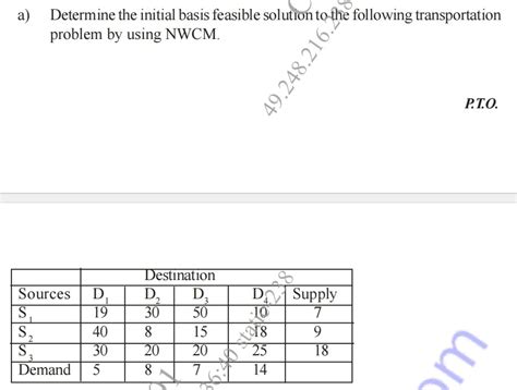 a determine the initial basis feasible solution to the following