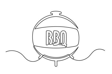 Grill Barbecue à Dessin Au Trait Continu Vecteur Premium