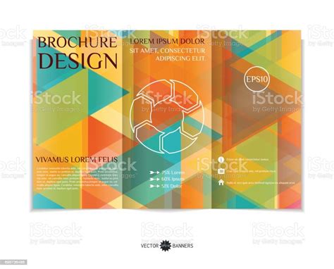 접혀 현대 기하학적 배경 가진 브로슈어 서식 파일 임의의 삼각형 3 겹 전단지 디자인입니다 벡터 일러스트입니다 가능성에 대한