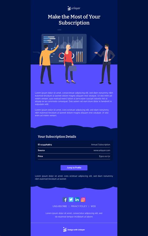 Subscription Details Email Template Unlayer