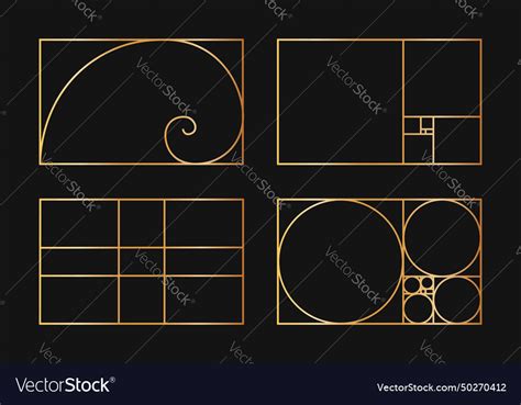 Collection Of Golden Ratio Templates Logarithmic Vector Image