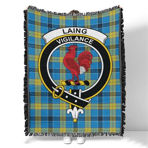 Laing Tartan Classic Crest Woven Blanket Celticprime